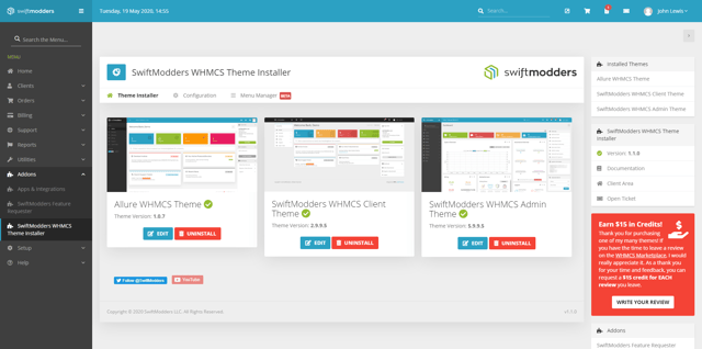SwiftModders WHMCS Theme Installer Readme | SwiftModders