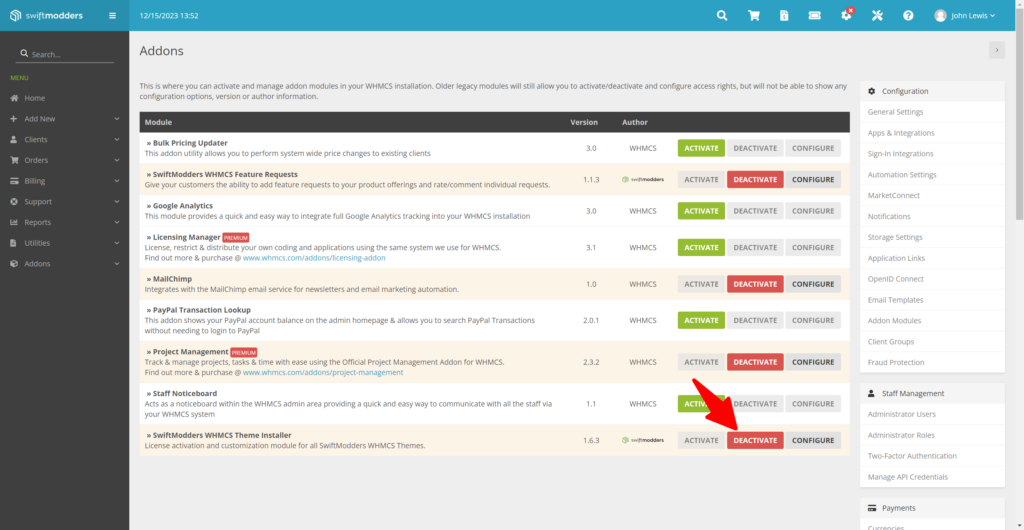 How Do I Uninstall The Swiftmodders Whmcs Theme Installer Swiftmodders Documentation