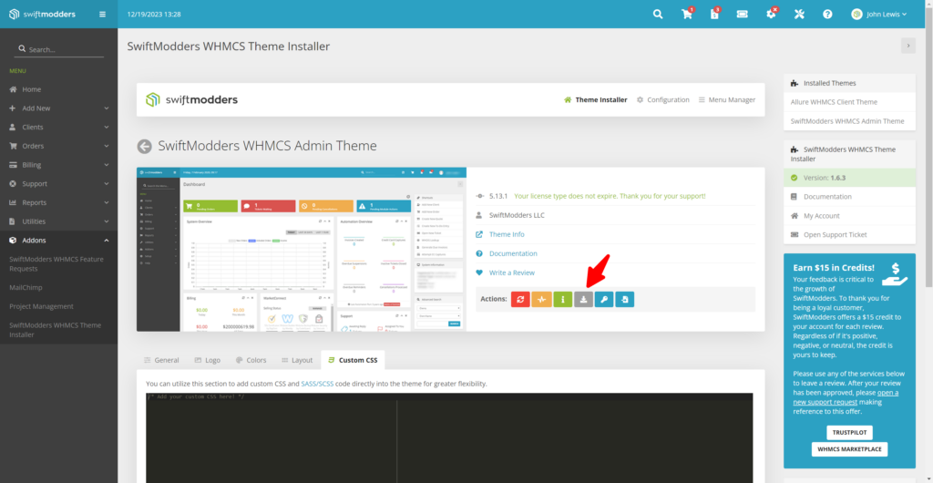 How do I update the SwiftModders WHMCS Admin Theme? | SwiftModders Documentation