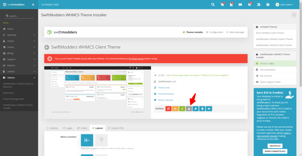 How do I update the SwiftModders WHMCS Client Theme? | SwiftModders Documentation