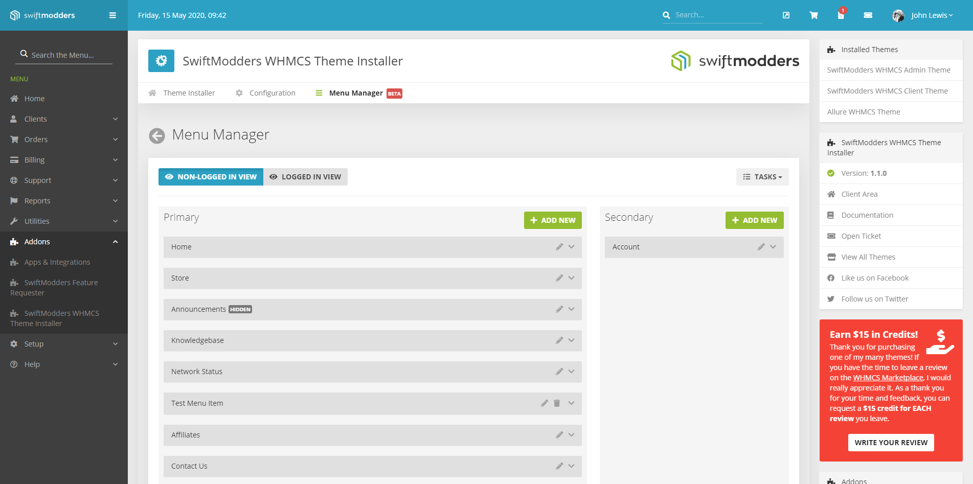 Sneak Preview: SwiftModders WHMCS Menu Manager | SwiftModders Blog
